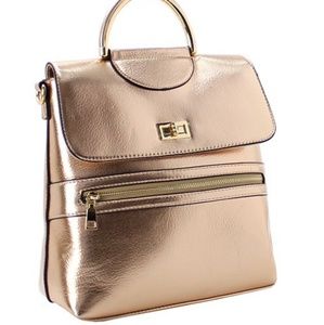 Bags | Fabulous Rose Gold Leather Book Bagbackpack | Poshmark